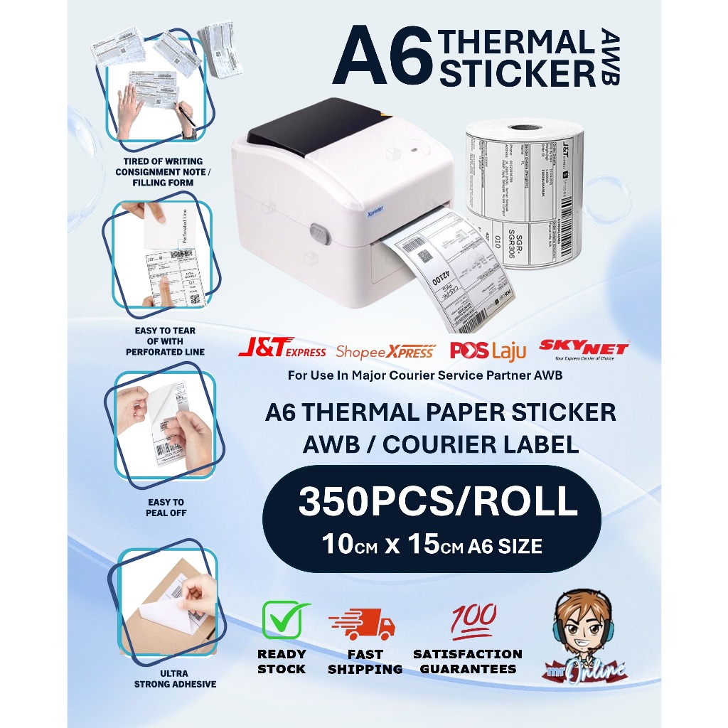 350pcs Thermal Paper Label Sticker 10 x 15 cm Airway Bill Sticker ...