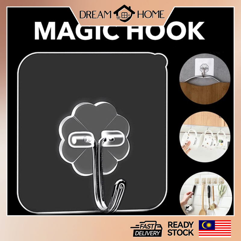 【10/50pcs 】Kitchen Magic Hook Reusable Wall Hooks Strong Sticky Sucker ...