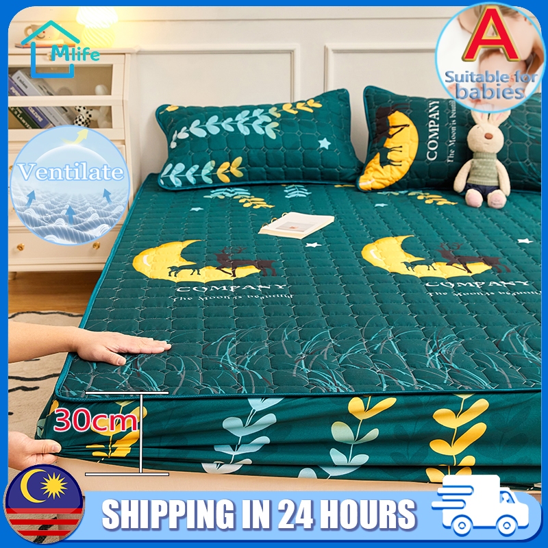 Cadar queen Cotton Fitted bed sheet queen Cadar Tilam Cadar Queen King ...