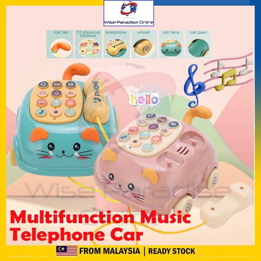 Children Cat Telephone Toy Baby Bilingual Early Learning Simulation ...