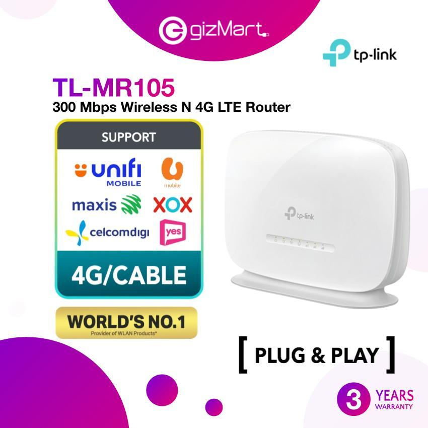 TP-Link TL-MR105 300Mbps Wireless N 4G LTE Sim Card Modem Wi-Fi Router ...