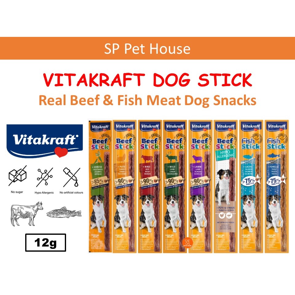 Vitakraft Dog Beef Stick 12g / Fish Stick 15g - Sugar Free Recipe Dog ...