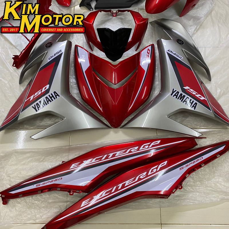 COVERSET Y15 V1 V2 ORIGINAL VELOZI EXCITER GP 2015 MERAH SILVER RED ...
