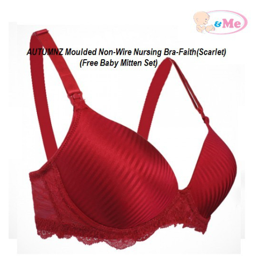 AUTUMNZ Moulded Non-Wire Nursing Bra-Faith(Scarlet) 38C (Free Baby ...