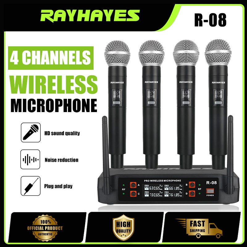 RAYHAYES UHF Wireless Microphone Handheld Dynamic Microphone Karaoke ...