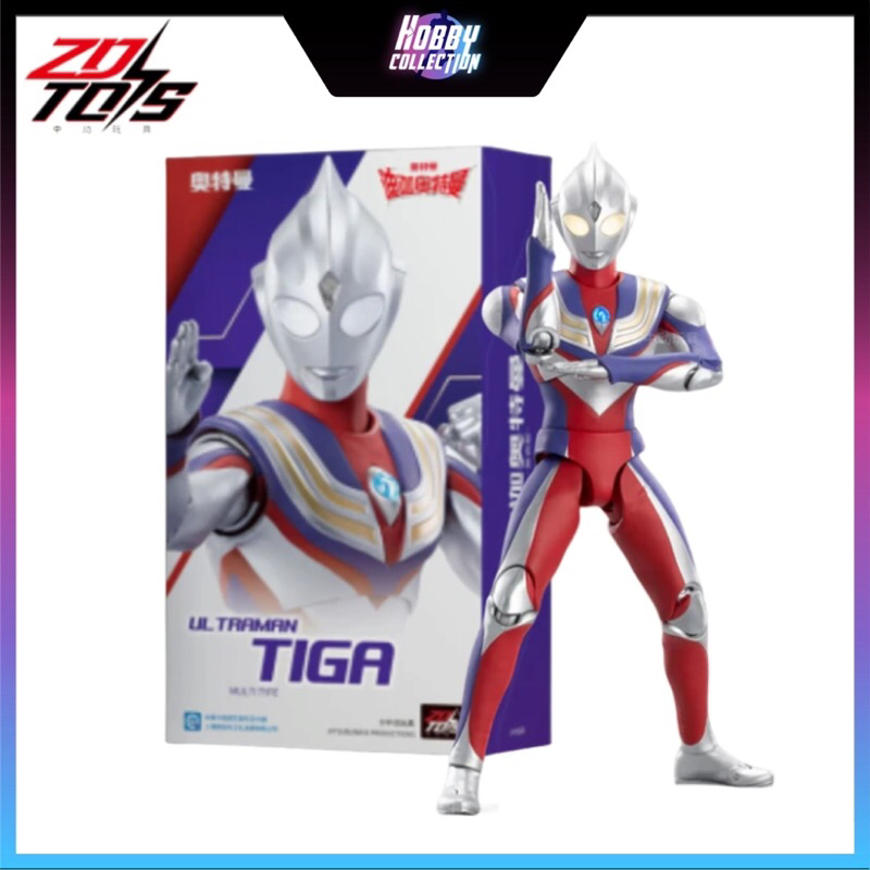 Ultraman Tiga Action Figures Original ZD Toys LED Light Ultraman Tiga ...