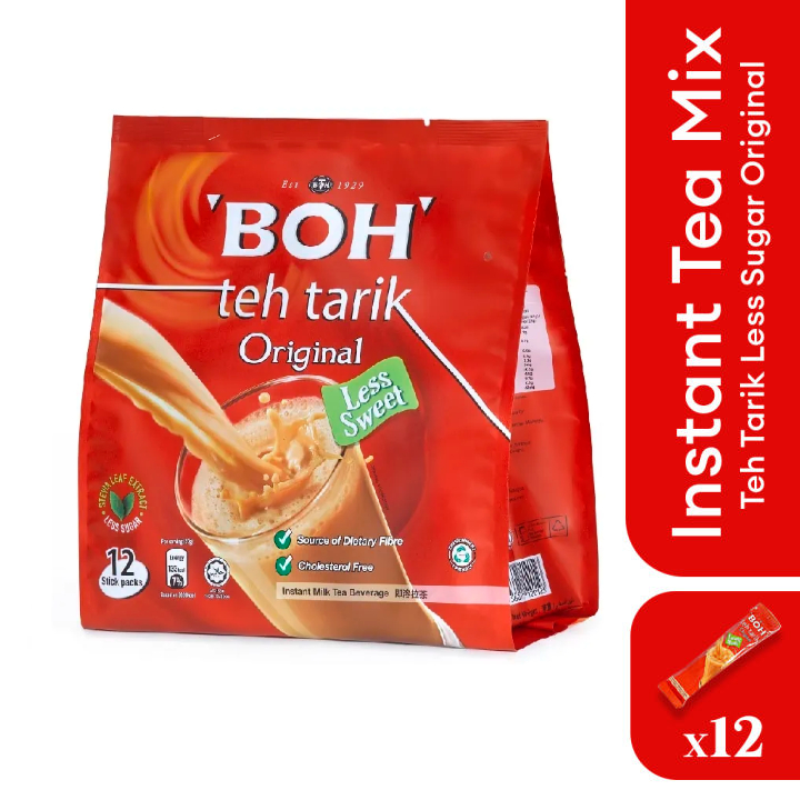BOH 3 in 1 Instant Teh Tarik Original Kurang Manis 27g x 12 Sachets ...