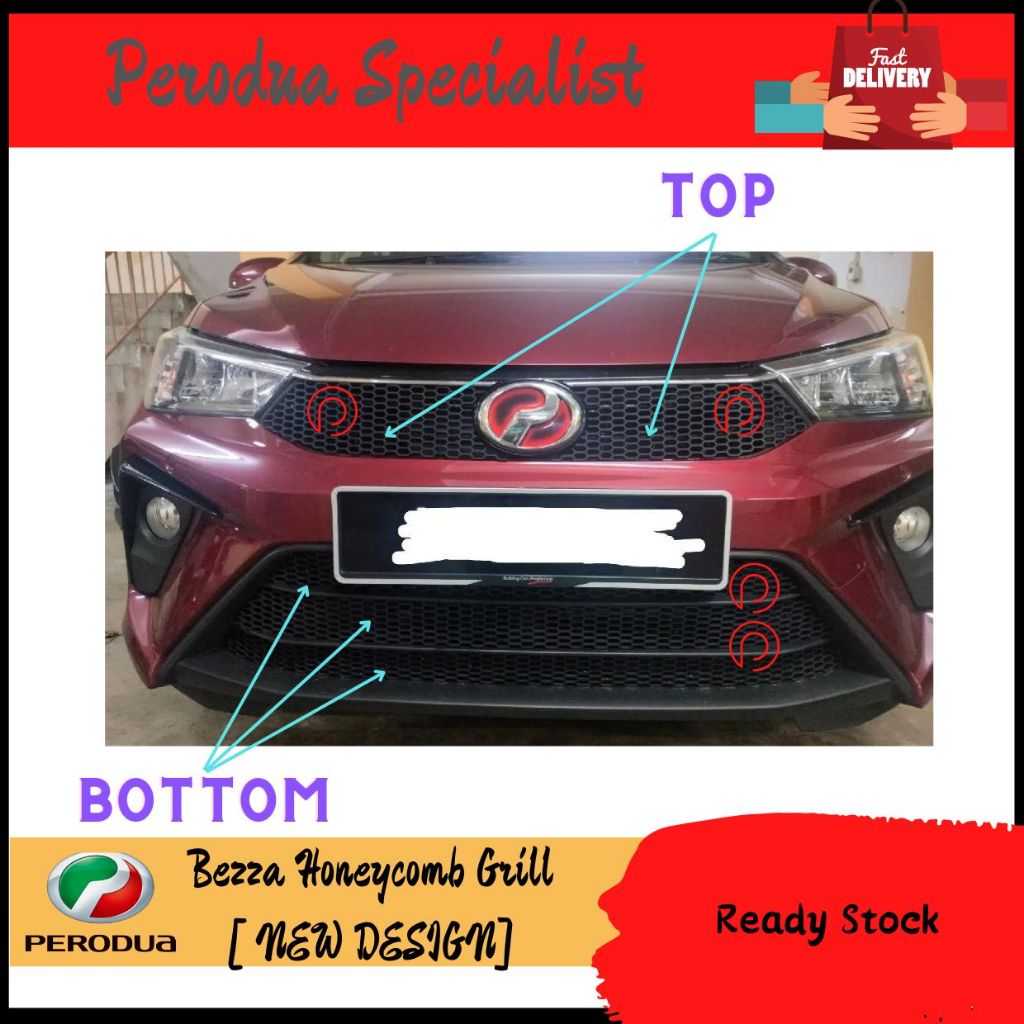 New Deisgn Perodua Bezza 2020-2023 5 PCS Honeycomb Grill / Grill ...