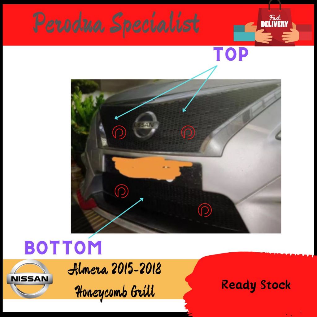 Nissan Almera 2015-2018 Honeycomb Grill / Grill Honeycomb / Ready Cut ...