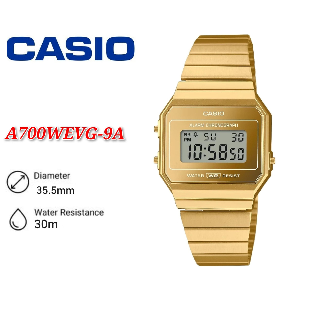 Casio Vintage A700WEVG-9A Gold Stainless Steel Men Watch / Women Watch ...