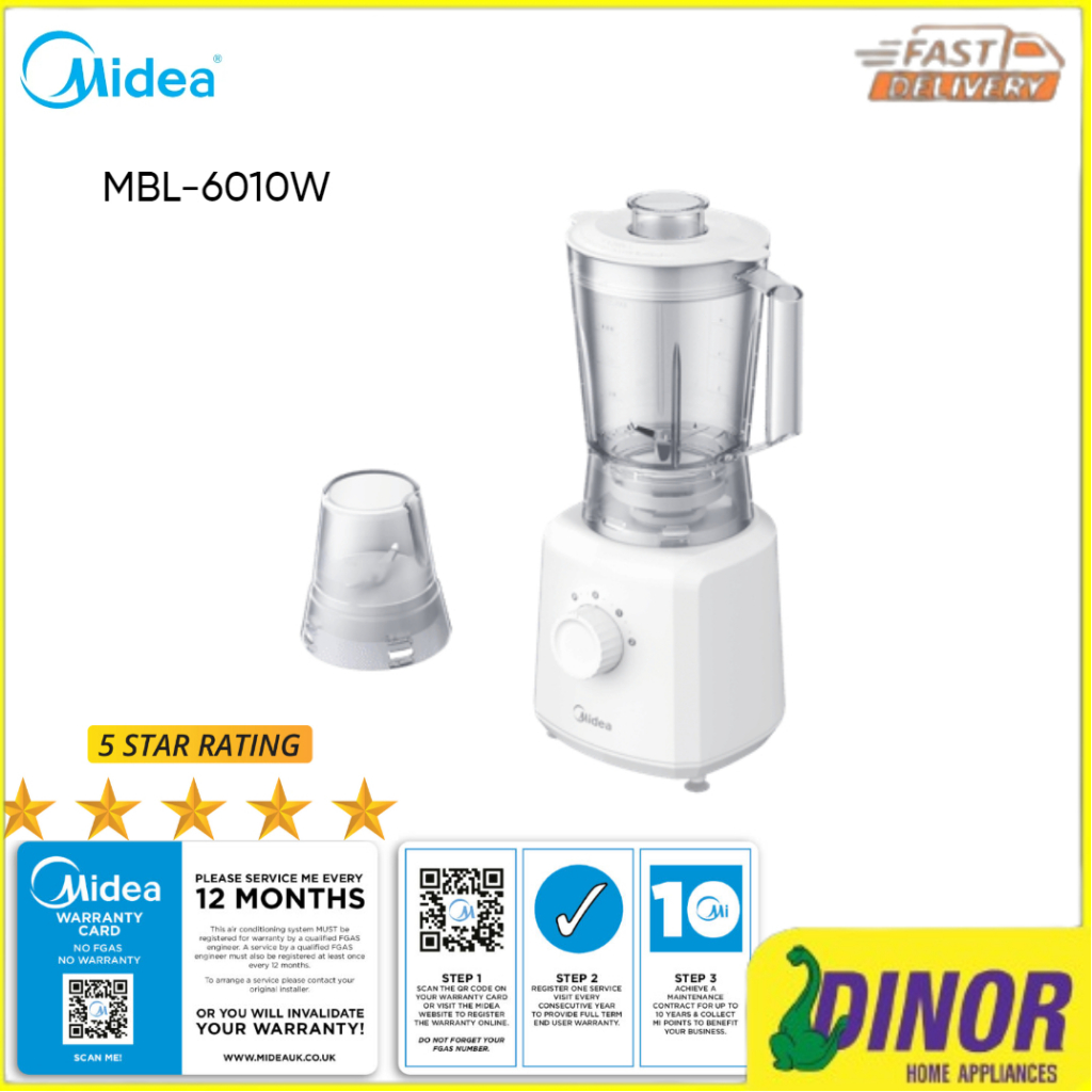 MIDEA BLENDER 2 speed, 1.25L,600w,MBL-6010W | Shopee Malaysia