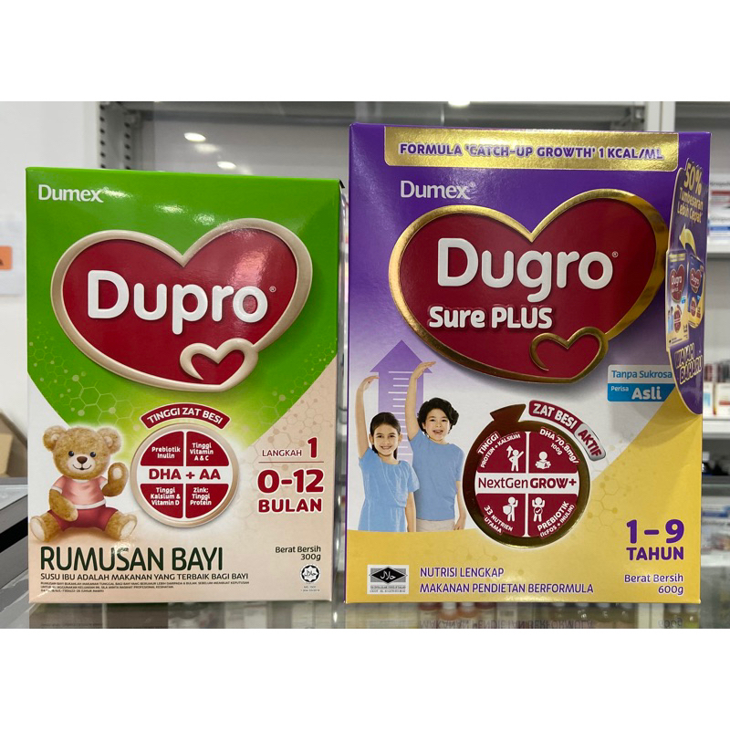 Dumex Dupro Langkah 1 (0-12 Bulan) 300g / Dugro Sure Plus 1-9 Tahun 600g Susu Formula Bayi Baru ...