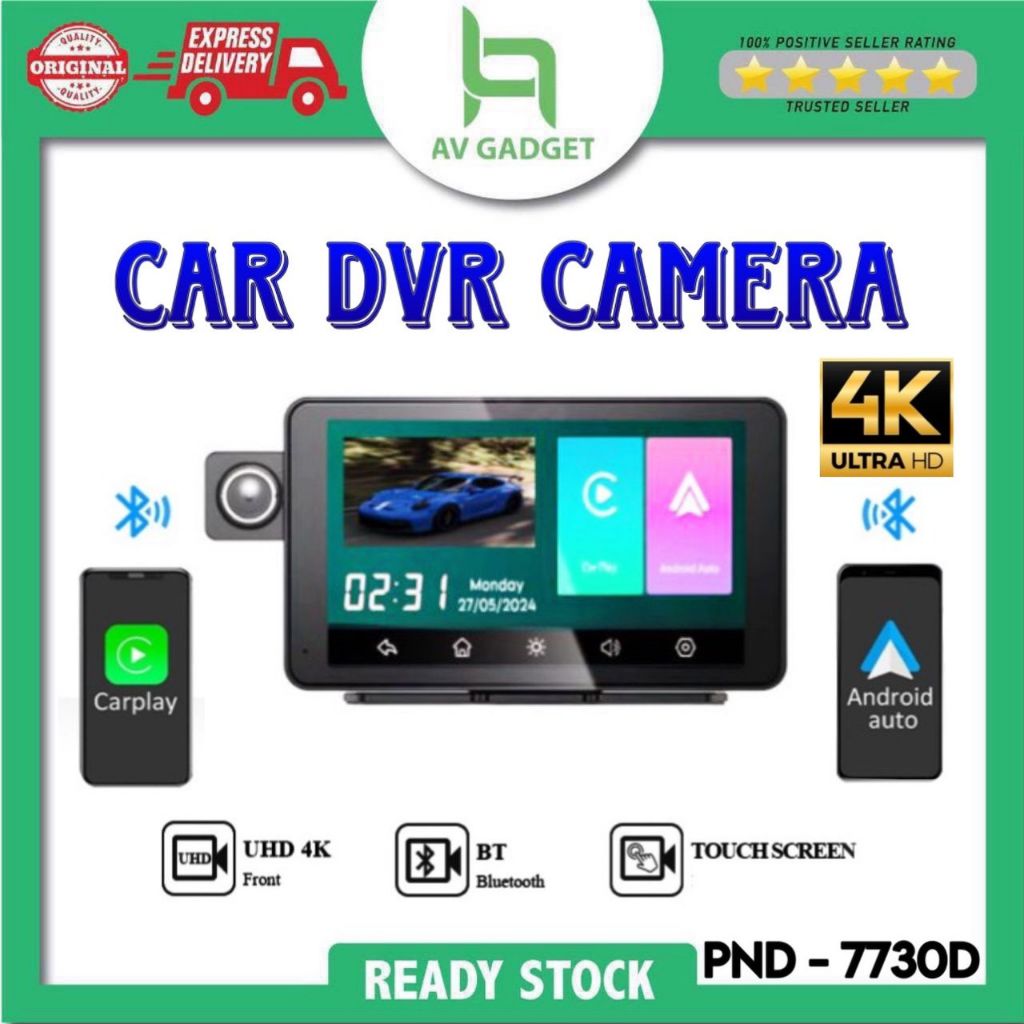 7" Inch Caliber Car DVR Dashcam 4K Android Auto 2160P Front Camera ...