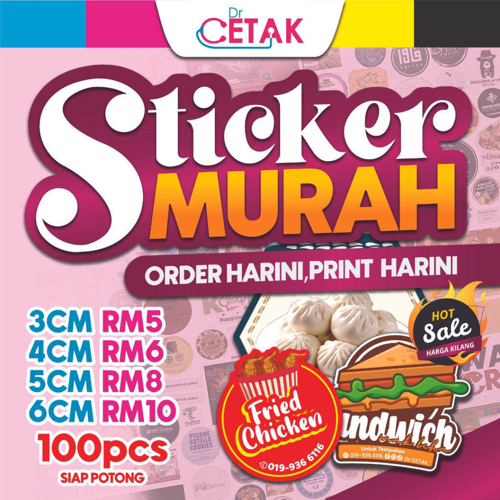 Stiker Design Sendiri Label Printing Murah Sticker 𝗥𝗘𝗔𝗗𝗬 𝗗𝗘𝗦𝗜𝗚𝗡 100pcs ...