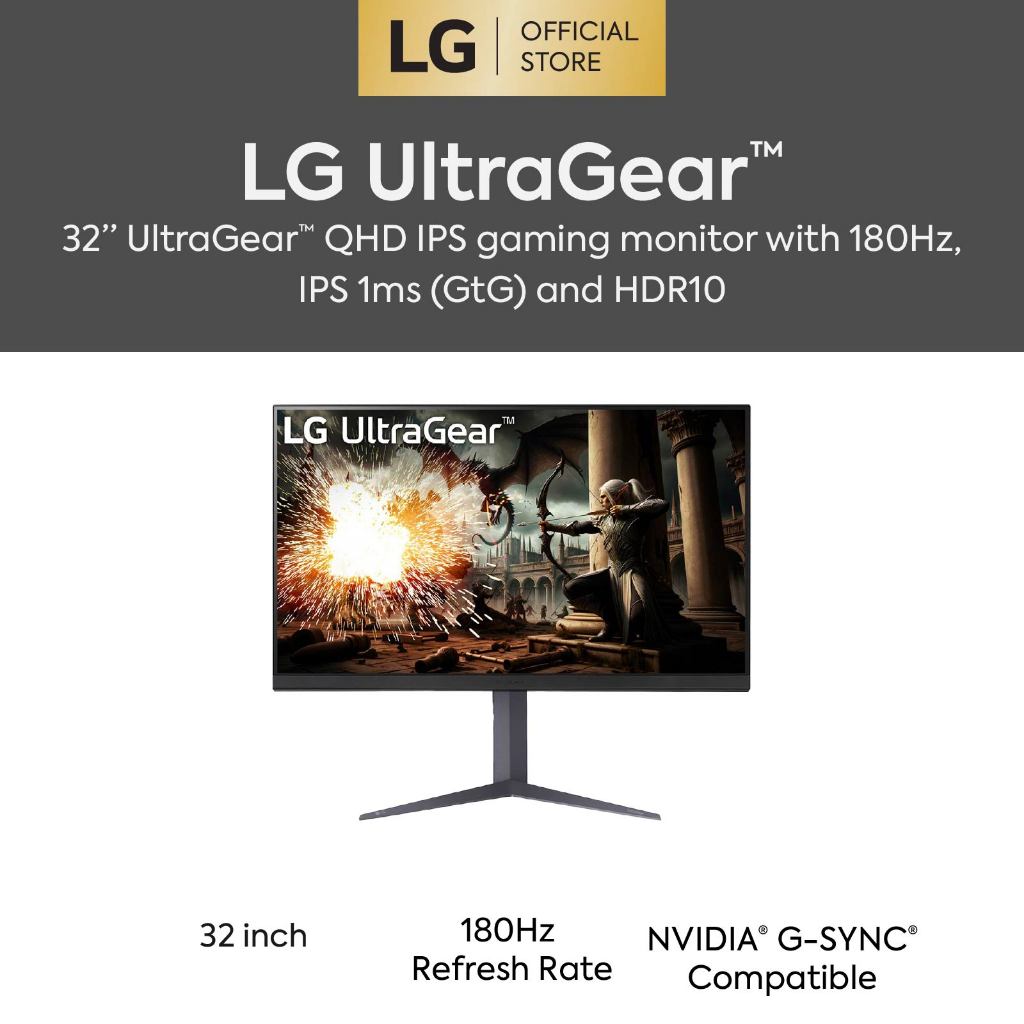LG 32"32GS75Q IPS QHD 180Hz 1ms HDR10 NVIDIA G-SYNC & AMD FreeSync ...