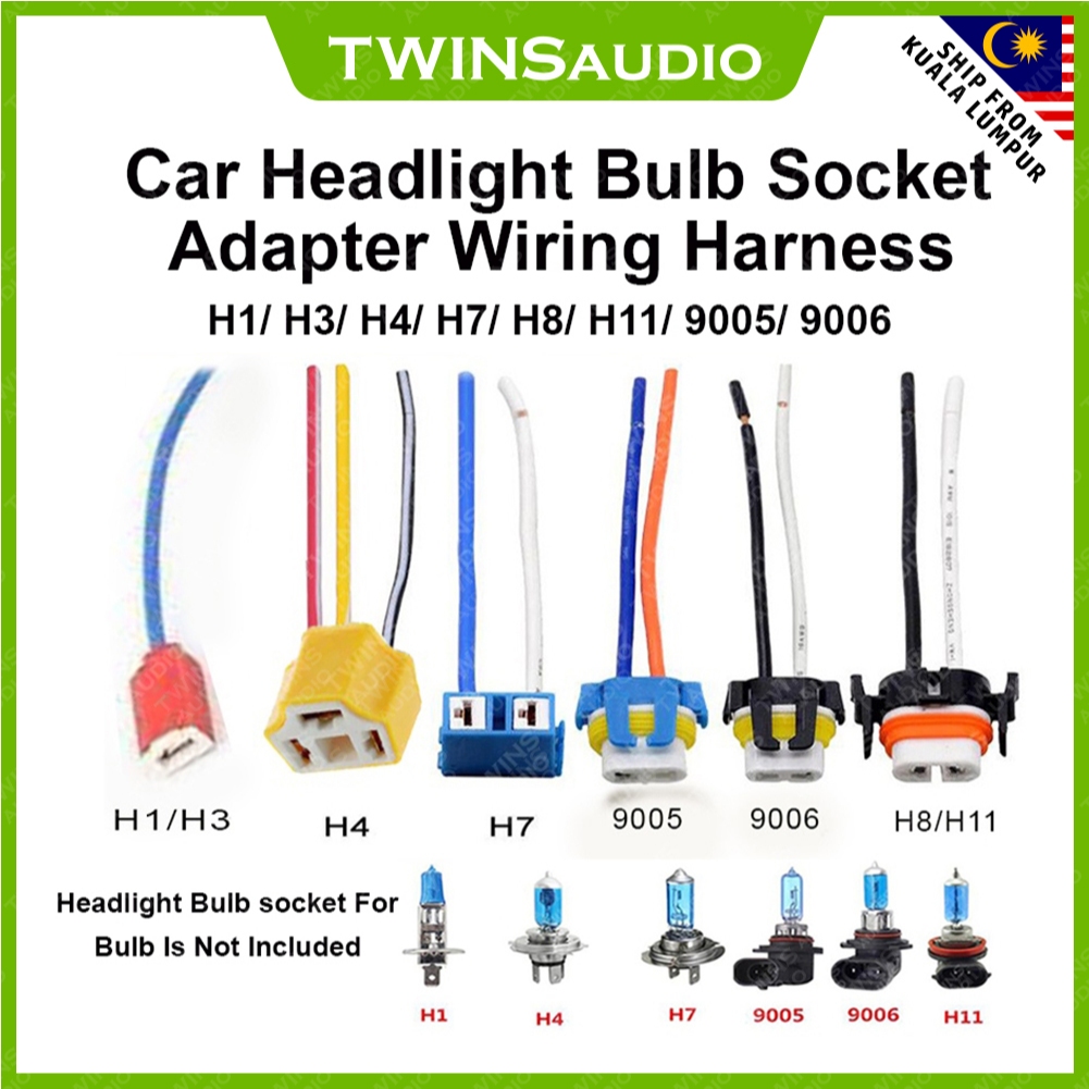 H1 | H3 | H4 | H7 | H8 | 9005 | 9006 | HB4 | HB3 | H11 Head Lamp Socket ...