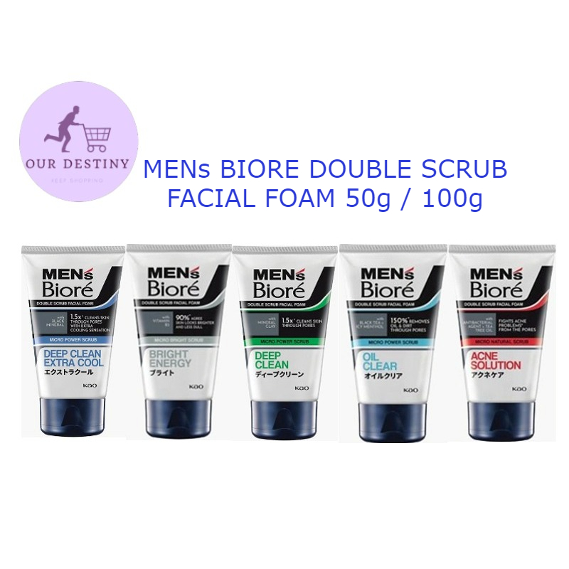 Men's Biore Double Scrub Facial Foam 50g / 100g | Shopee Malaysia