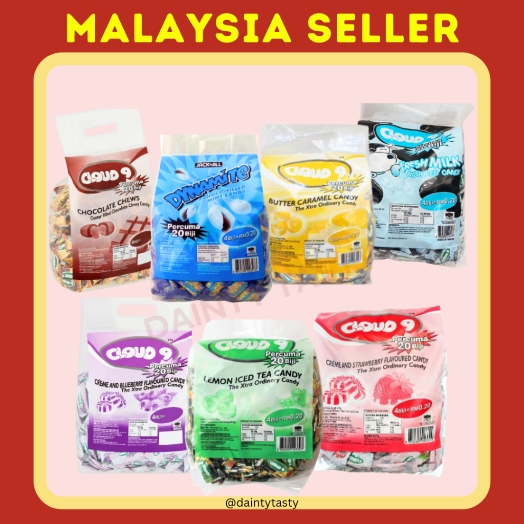 Cloud9 Candy 320pcs & Dynamite Choco Filled Gula-Gula Blueberry ...