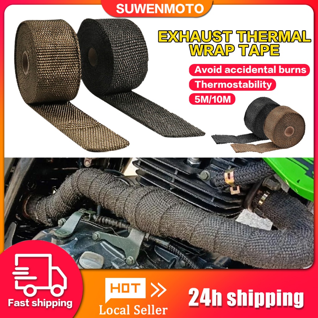 5M/10M Exhaust Pipe Heat Wrap Resistant Downpipe Thermal Wrap Tape ...