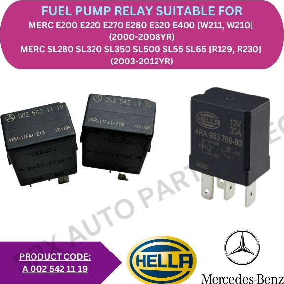 FUEL PUMP RELAY, MULTIPURPOSE RELAY (4PIN) FOR MERC E200 E220 E270 E280 E320 E400 [W211, W210 ...