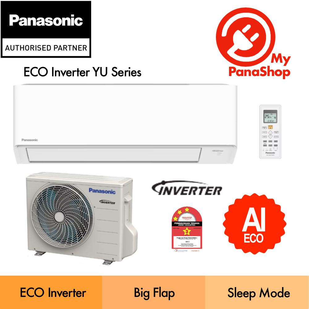 Panasonic ECO Inverter Air Conditioner AirCond ( 1.0HP / 1.5HP ) CS-YU9AKH-1 / CS-YU12AKH-1 ...