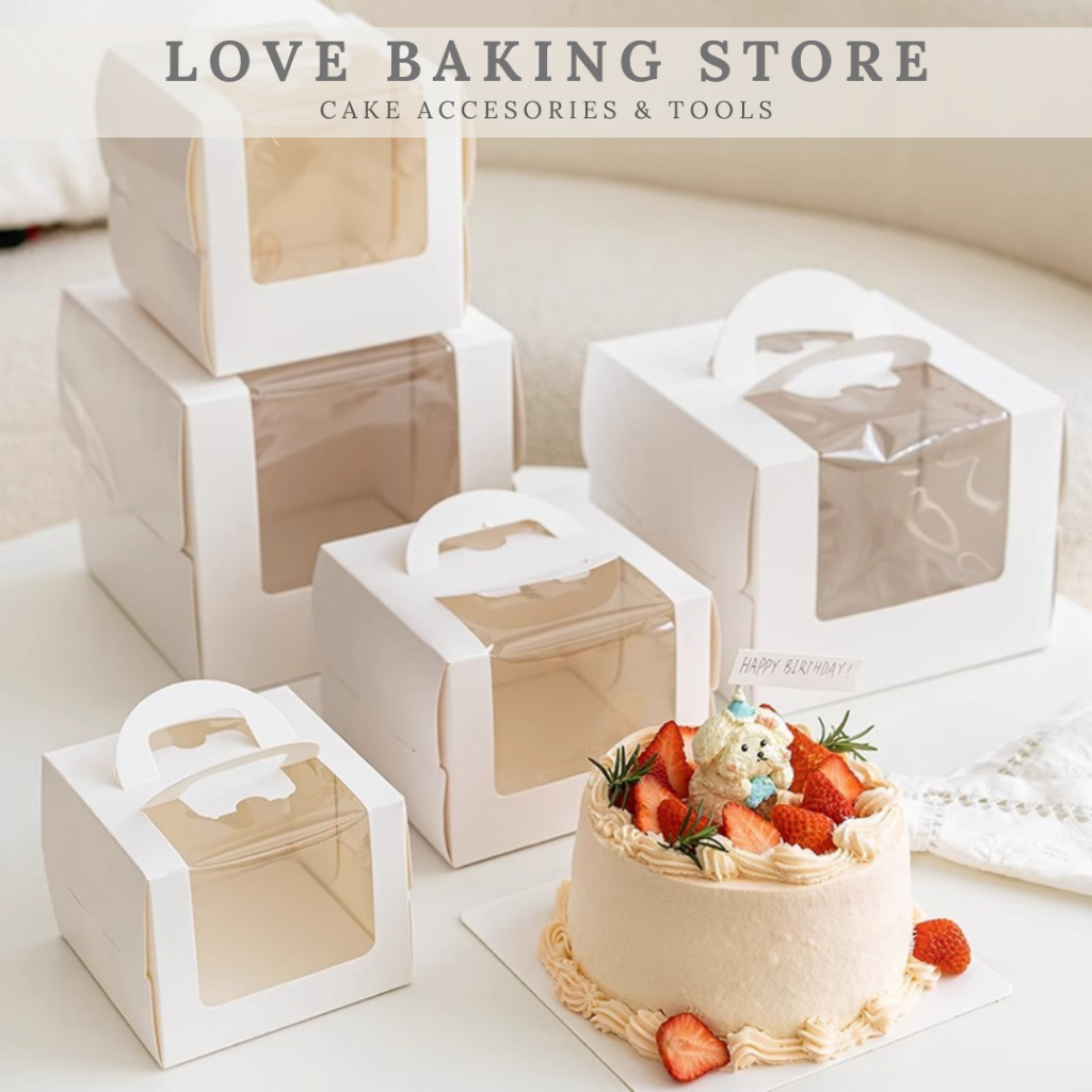 LBS • INS style 3inch/4inch/6inch/8inch Window Cake Box Transparent Box ...