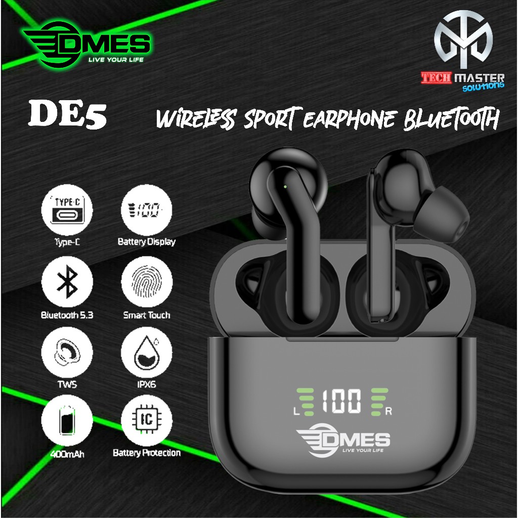 DMES DE5 True Wireless Earbuds Bluetooth 5.3 TWS Sport Earbuds with ...