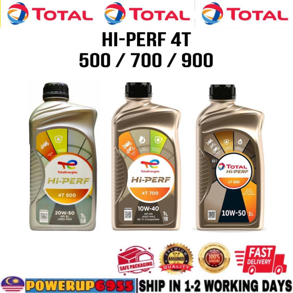 TOTAL TOTALENERGIES HI-PERF 4T 500 20W50 700 10W40 900 10W50 ENGINE OIL ...