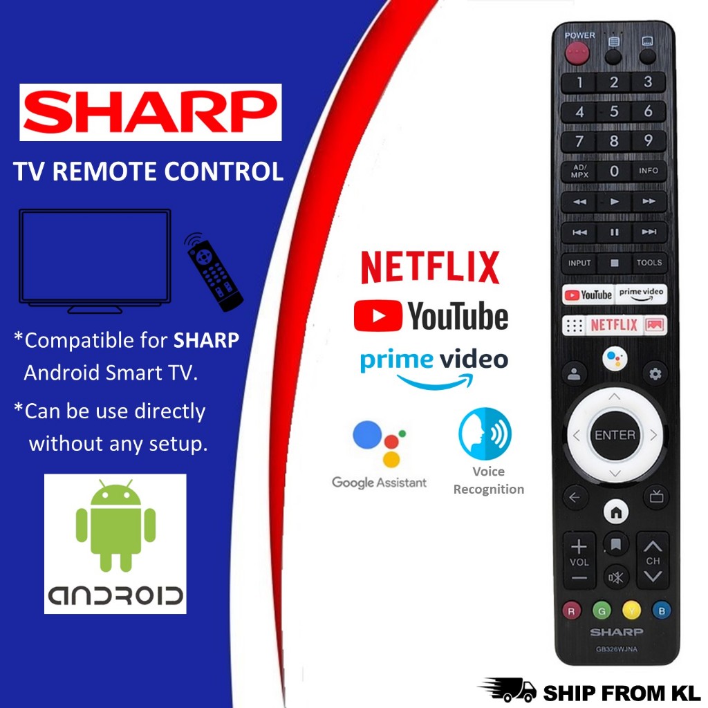 [ SHARP ] Compatible for Sharp Android Smart TV Remote Control ...