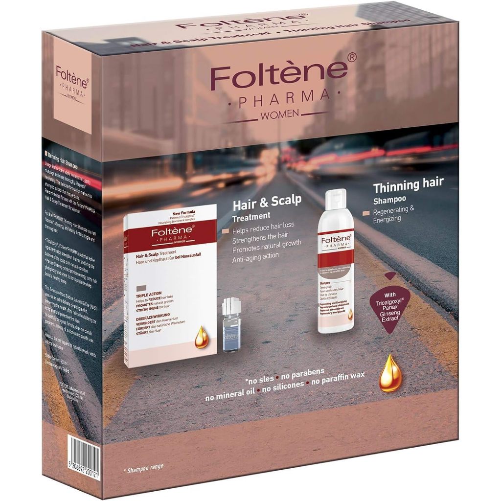 Foltene Pharma Hair & Scalp Kit Anti Hair Loss Treatment For Women 12 ...