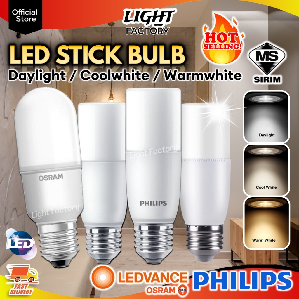 [Add On Deal] PHILIPS ESSENTIAL/OSRAM LED Stick Bulb 6.5W 7W 9W 10W 11W ...
