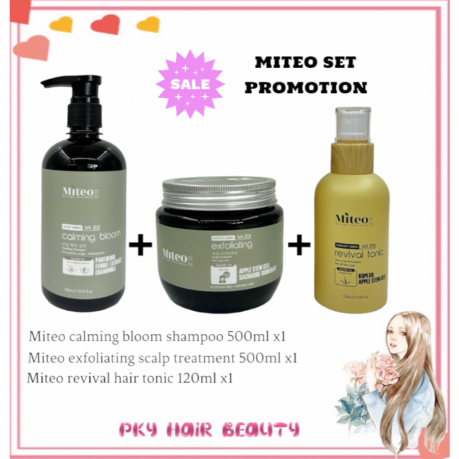 Miteo Scalp Series Promo Set Calming Bloom shampoo 500ml + Exfoliating ...