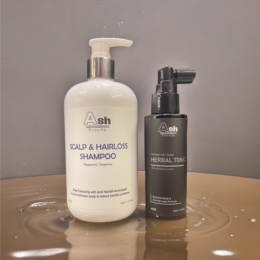 ASH JAPAN SET Scalp & Anti-Hair Loss Shampoo Herbal Tonic 140ml ...