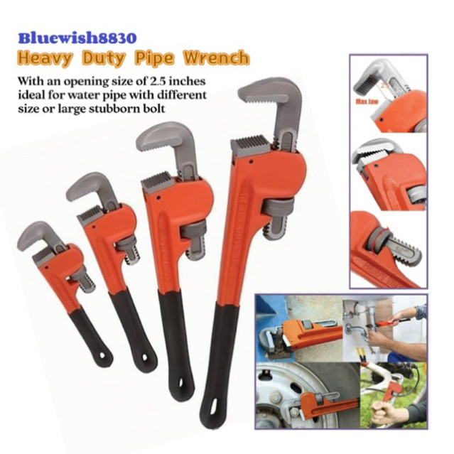 PIPE WRENCH AMERICAN US STYLE HEAVY DUTY PLUMBING GASTONG (Size :12 ...