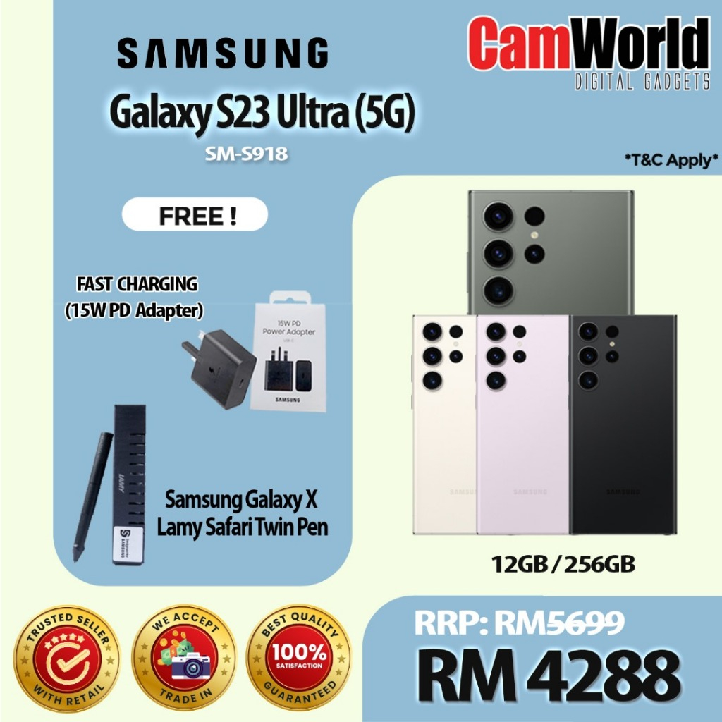 Samsung Galaxy S23 Ultra (5G) ( SM-S918 ) ( 12GB + 256GB ) With 15W ...
