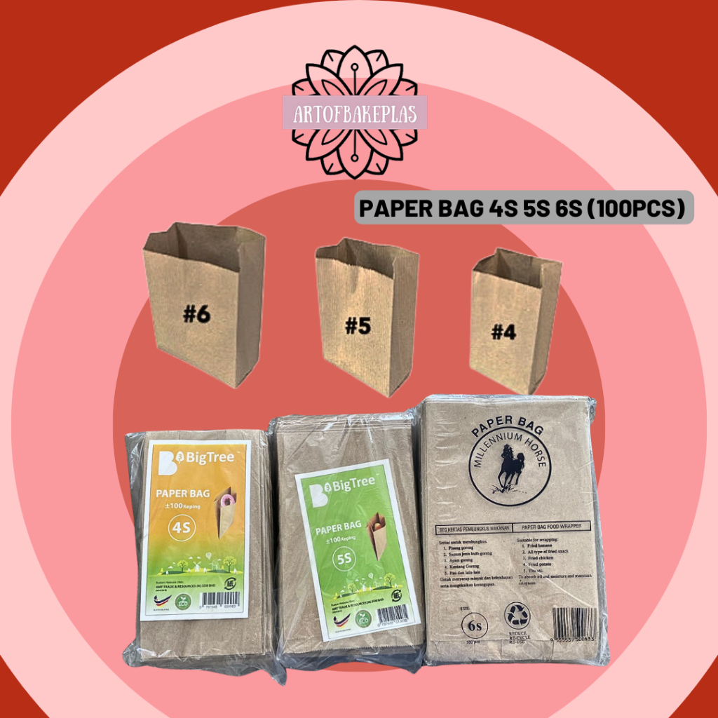 Paper Bag 4s 5s 6s / Beg Kertas Coklat /Gift Bag / Food Grade Take Away ...