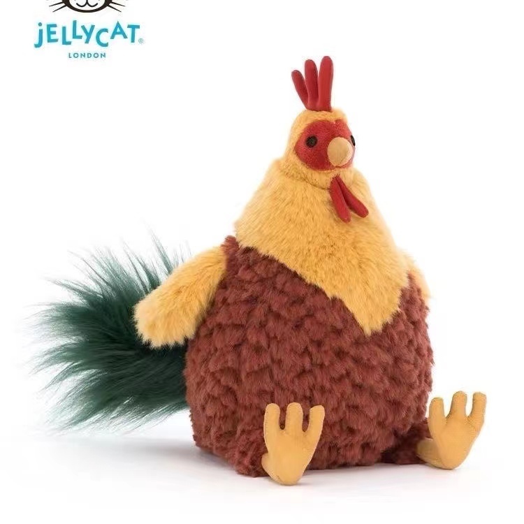 Simulation Jellycat Chicken Cute Stuffed Animal Doll Furry Chicken Doll ...
