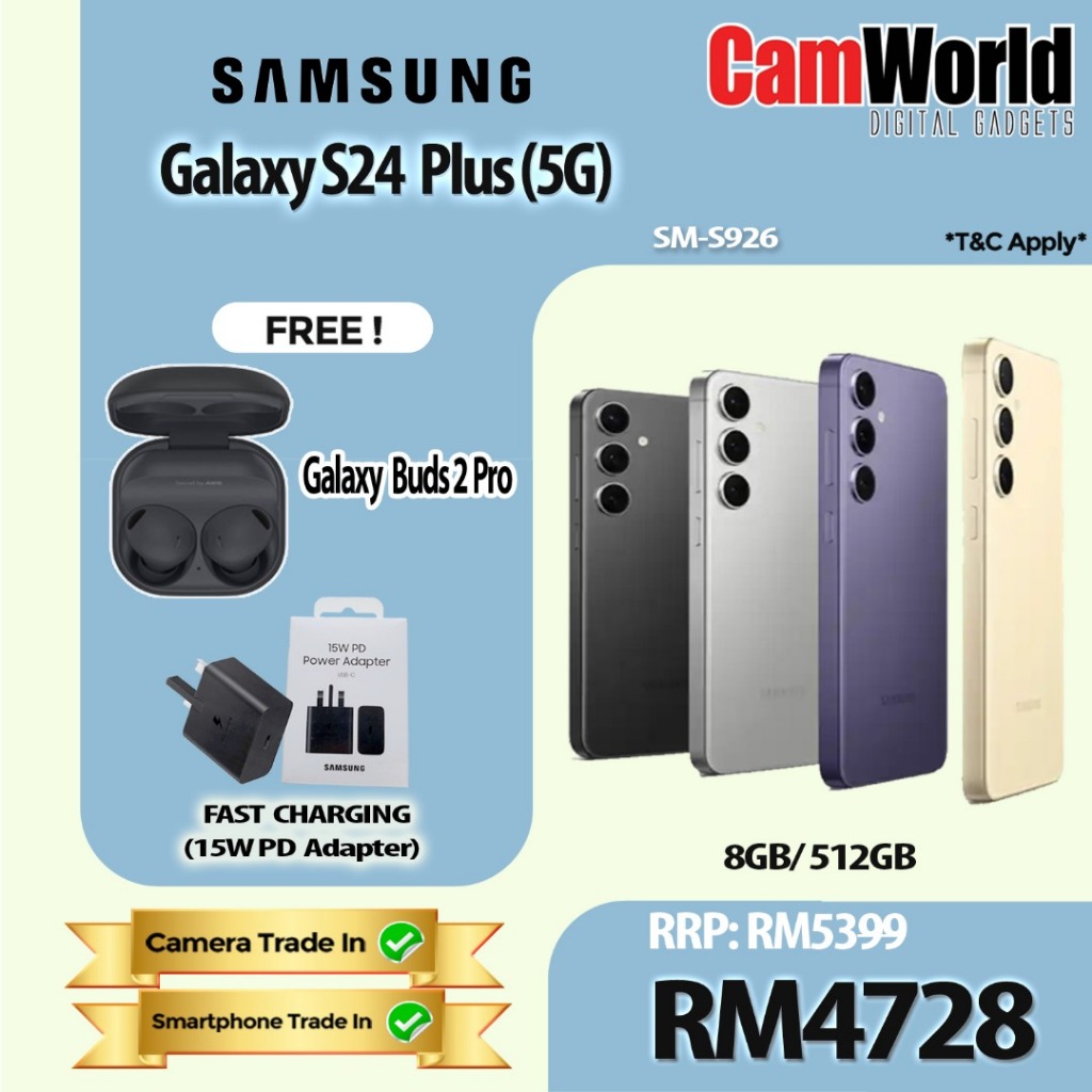 SAMSUNG S24 Plus / S24+ (SM-S926) (8GB+512GB) With 15W & BUDS 2 PRO ...