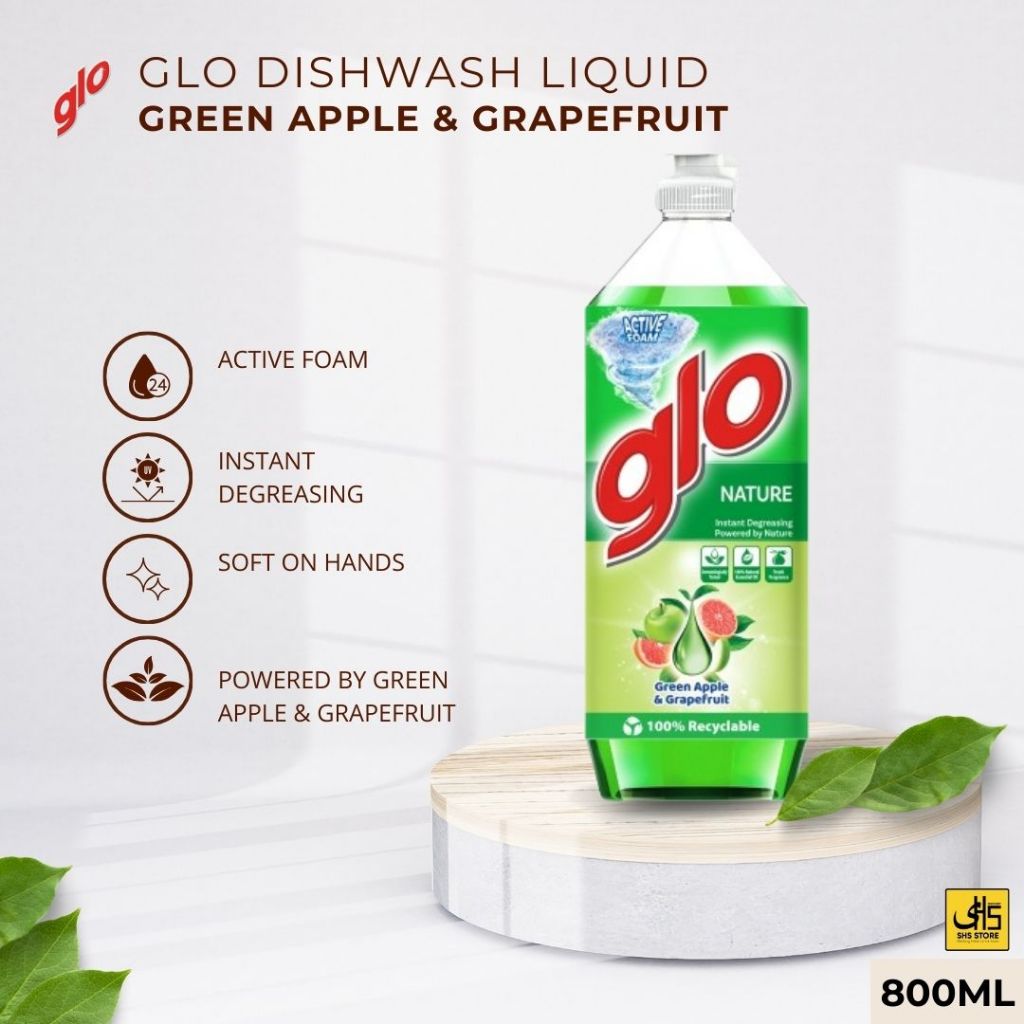Glo Nature Dishwash Liquid - Green Apple & Grapefruit (800ml) | Shopee ...
