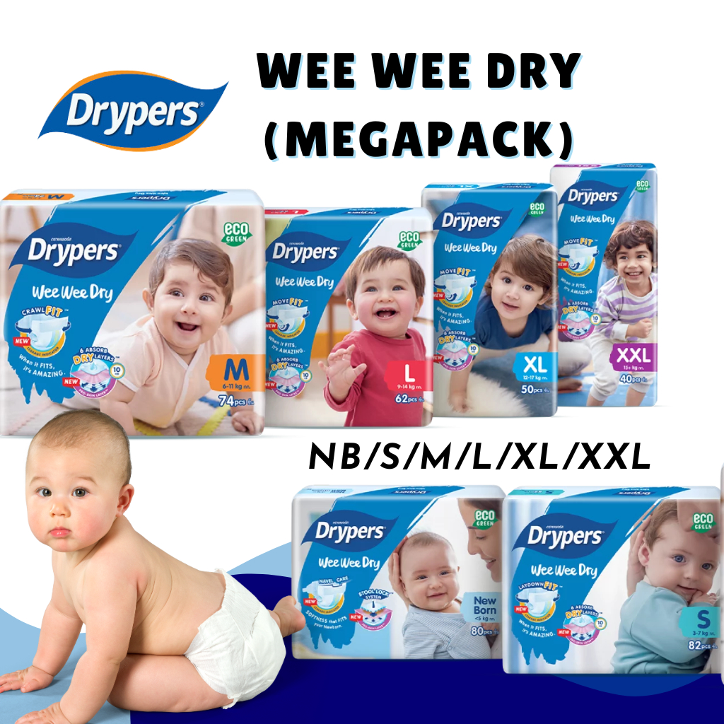 Drypers Wee Wee Dry Mega Pack / Baby Diapers (Megapack) | Shopee Malaysia