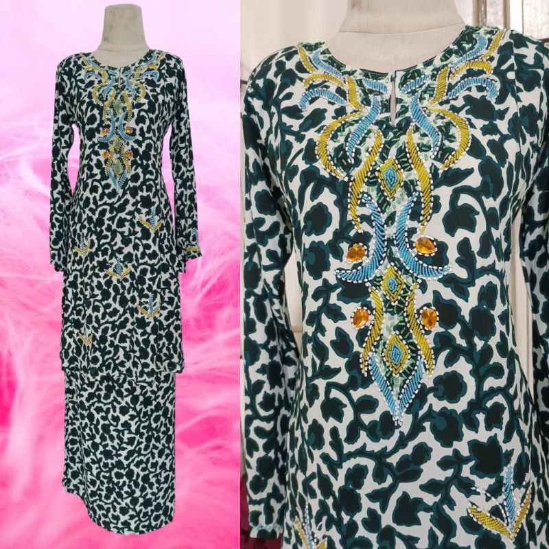 Baju Kurung Moden - Sulam Manik (NEW) | Shopee Malaysia