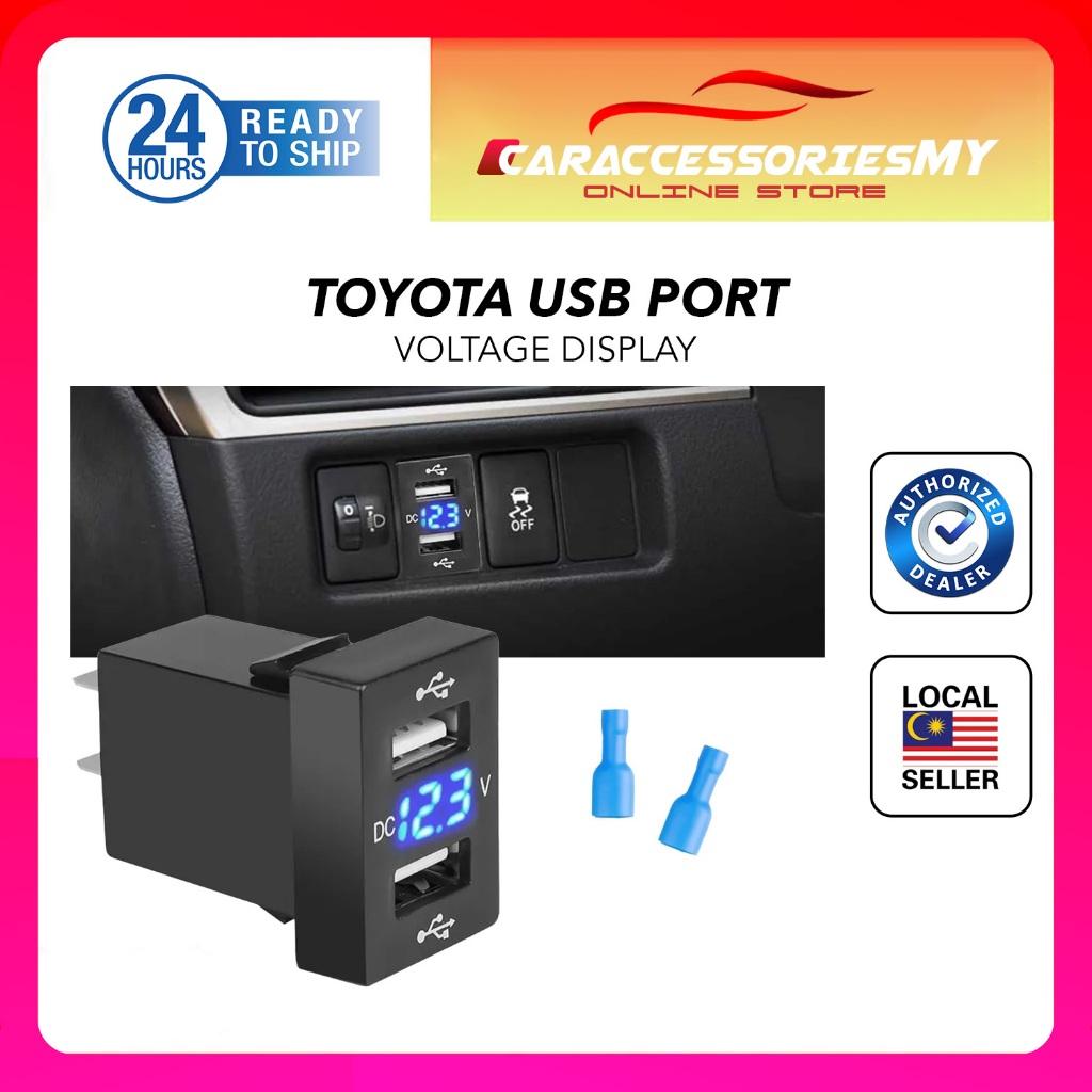 5V3.1A Toyota USB Charger Digital LED Voltage Display USB Port Socket ...