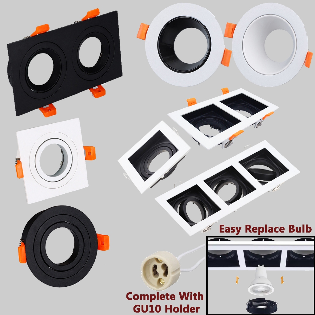 3H Lampu Downlight Arah Casing 3-Inci GU10 Recessed Casing Lampu Siling ...