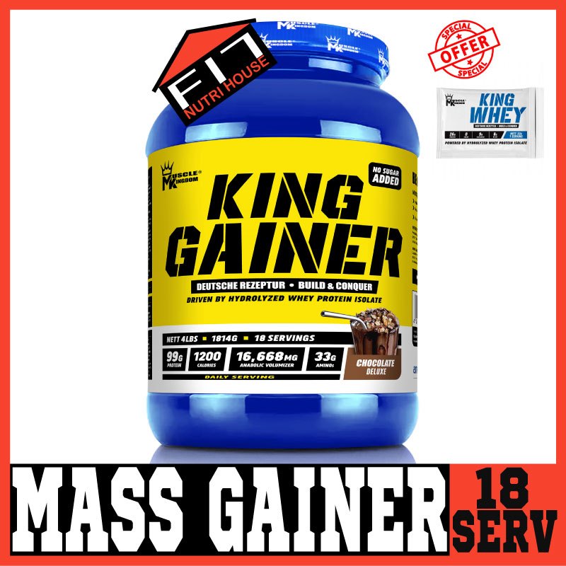 LEAN GAINER Muscle Kingdom King Gainer Mass Gainer (1.8kg) HULK MASS ...