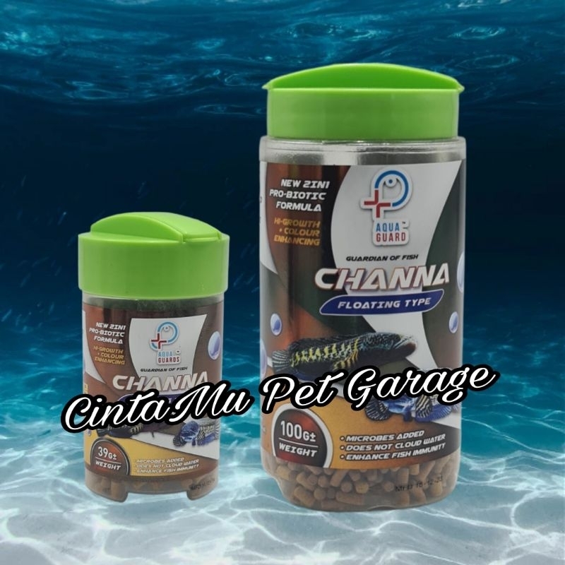 AQUA GUARD Channa Fish food floating type 39g 100g makanan ikan Channa ...