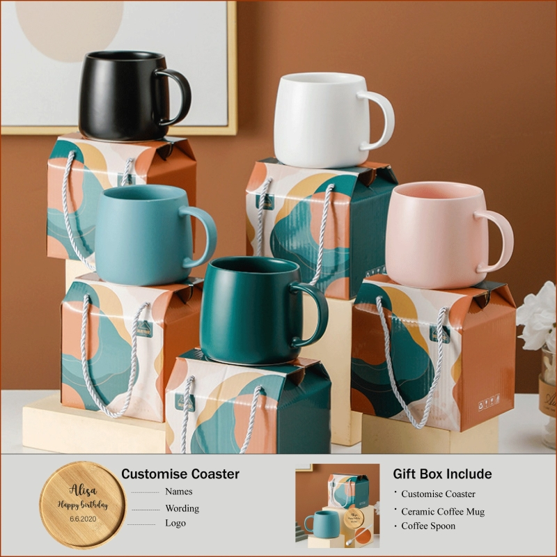 Personalised customized mug with wood coaster Custom Nama Anda Sendiri ...