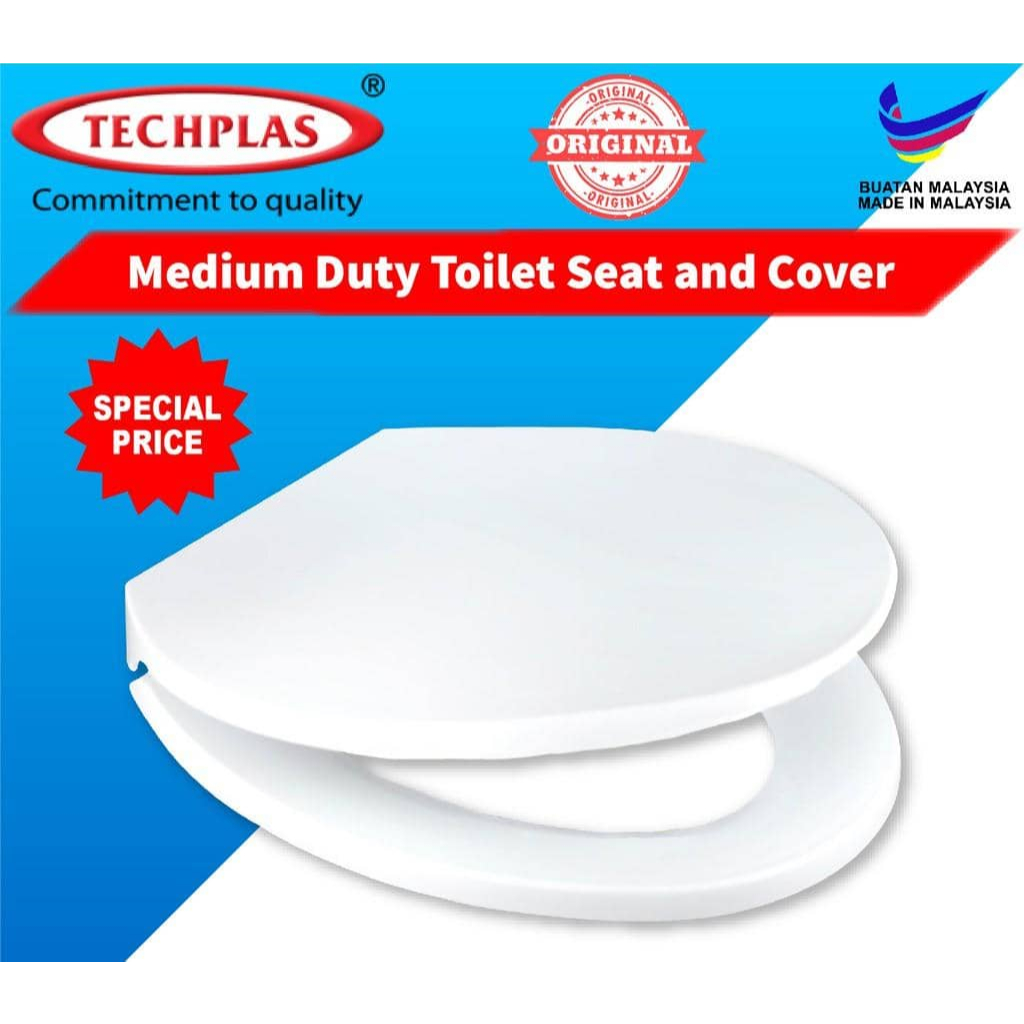 Techplas 4125 Premium Medium Duty Toilet Seat With Screws And Hinge ...