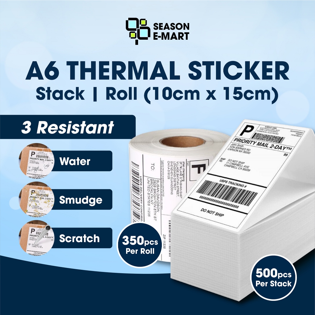 500pcs Thermal Sticker A6 Paper Roll Fold Stack Airway Bill Sticker ...