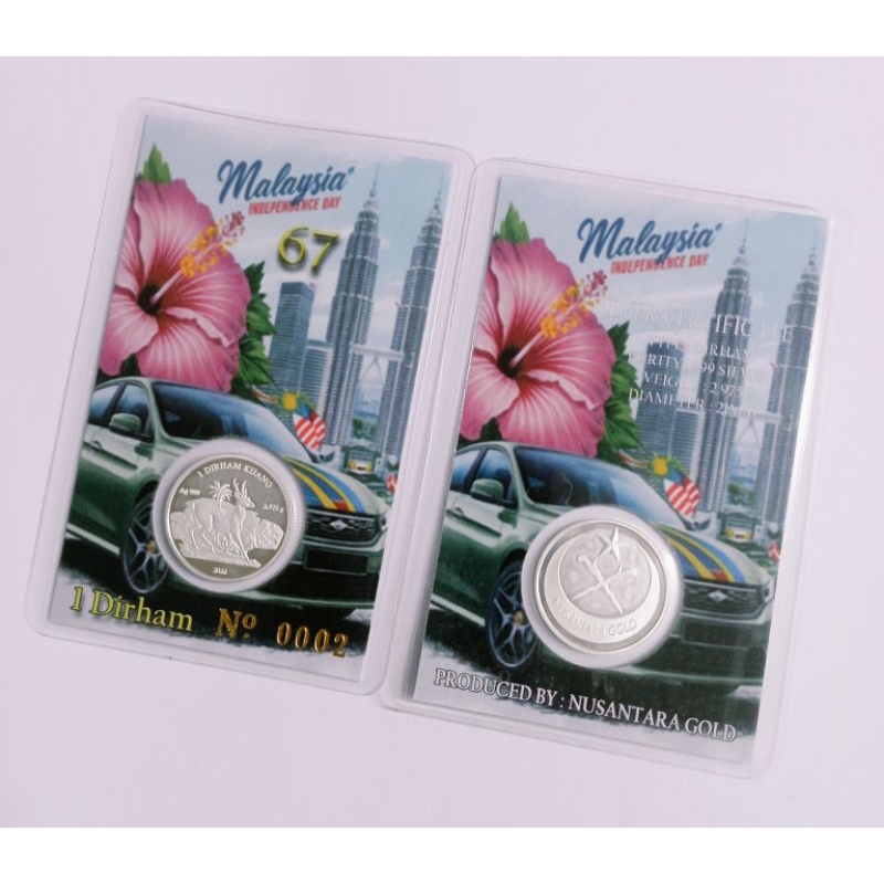 1 dirham, merdeka 67 silver Perak 999 card certificate | Shopee Malaysia