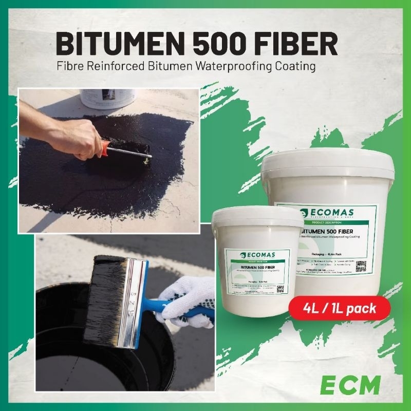 BITUMEN 500 FIBER (4LITRE / 1LITRE) All Purpose Non-Asbestos Fibre-Reinforced Water-Borne ...